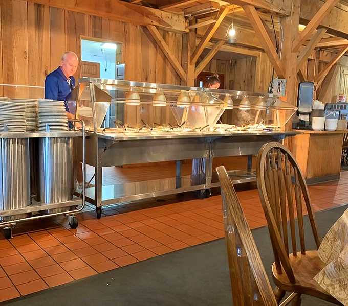 The hot buffet line, where staff serve up portions with the kind of generous spirit that makes you feel like an honored guest rather than just another hungry visitor. 
