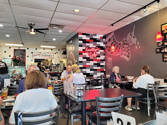 The dining room hums with conversation and coffee refills, where regulars have claimed their favorite tables through years of faithful patronage.