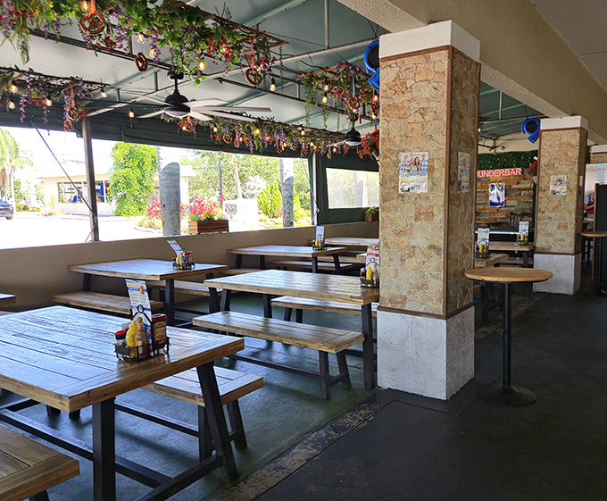 The biergarten's communal tables and open-air setting create the perfect backdrop for turning strangers into friends over shared plates and stories.