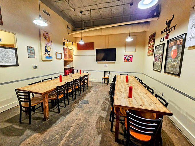 The private dining room offers the same rustic charm as the main space, but with an intimacy perfect for gathering your favorite eating companions.