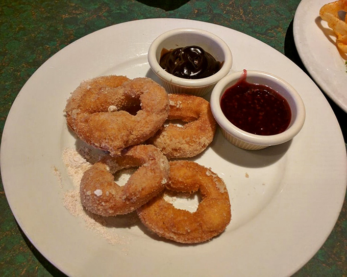 Warm, sugar-dusted donuts with dipping sauces that make you question why donuts and barbecue aren't always served together. Life's great mysteries solved.