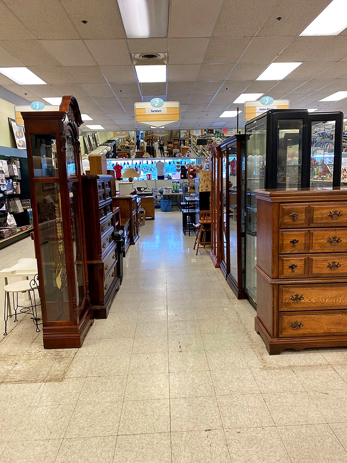 Quality furniture displays showcase solid craftsmanship from eras when things were built to last, not just until the warranty expires.