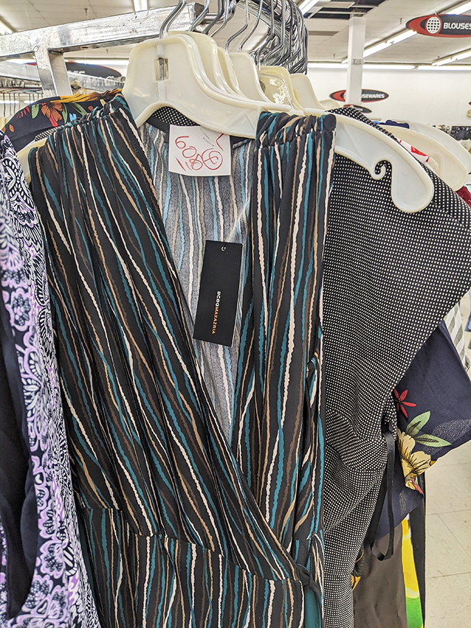 Fashion's greatest hits hang in colorful rows&mdash;that striped wrap dress still has its original tags, the thrift equivalent of striking oil.