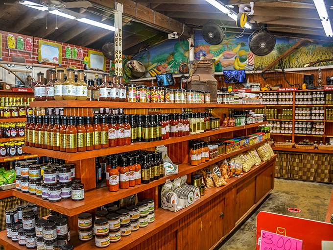 Homemade goodness lines the shelves, transforming fresh fruit into spreadable joy for home kitchens.