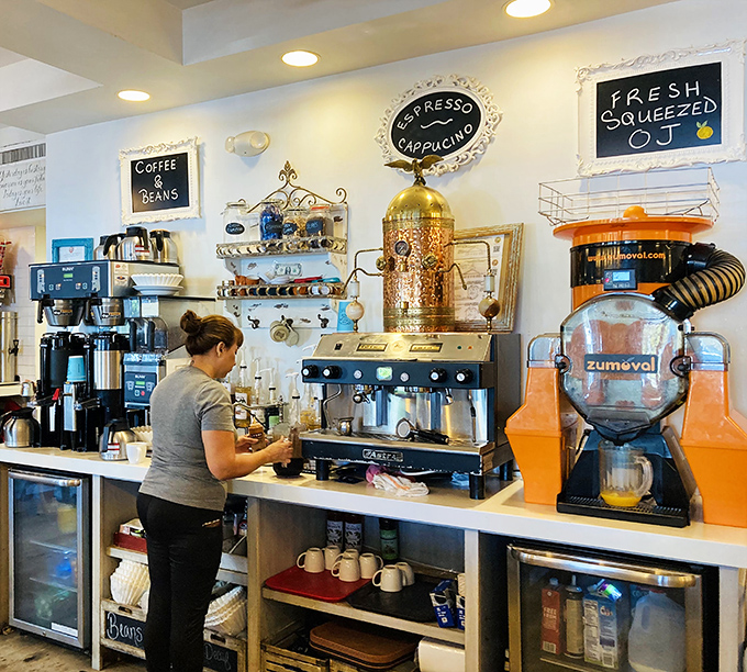 Coffee station that means serious business. That espresso machine isn't just equipment&mdash;it's the heartbeat of the entire operation.