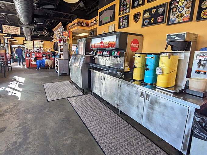 The drink station&mdash;where sweet tea flows like liquid gold and refills are your constitutional right in BBQ country.