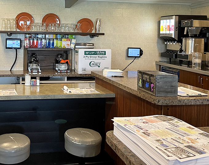 The coffee station isn't fancy, but it promises the fuel you'll need before tackling that menu of Pennsylvania comfort classics.