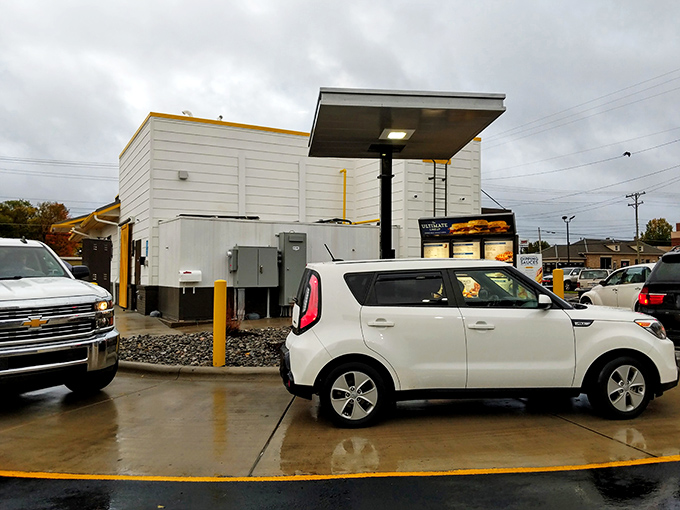 Even on rainy days, the drive-thru remains a popular option for those who need their biscuit fix without leaving the comfort of their vehicle.