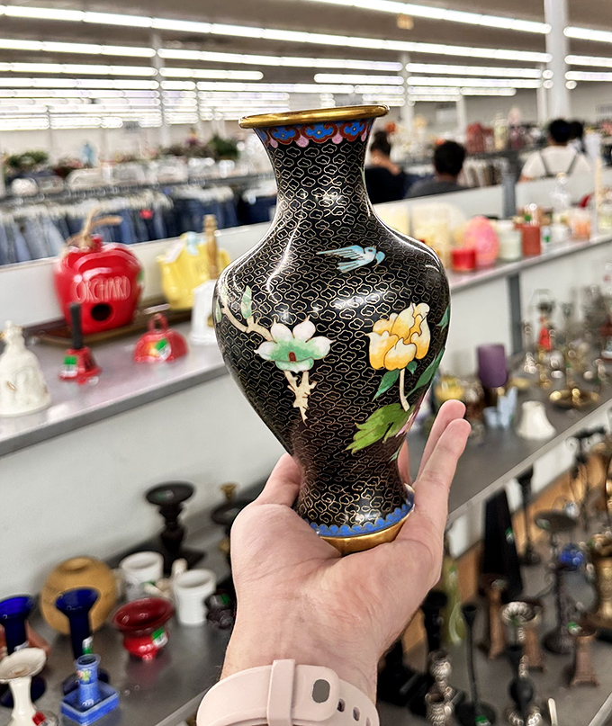 Just $7.99? This elegant cloisonn&eacute; vase would command ten times that price at an antique store. Thrift magic at its finest!