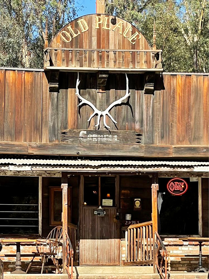 The facade that launched a thousand road trips. Those antlers and weathered wood aren't trying to create a theme&mdash;they're simply continuing a tradition that began decades ago.