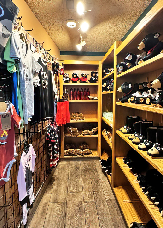 The gift shop offers bear-themed everything, because what's the point of an epic meal if you can't commemorate it with a plush bear wearing a tiny chef's hat?