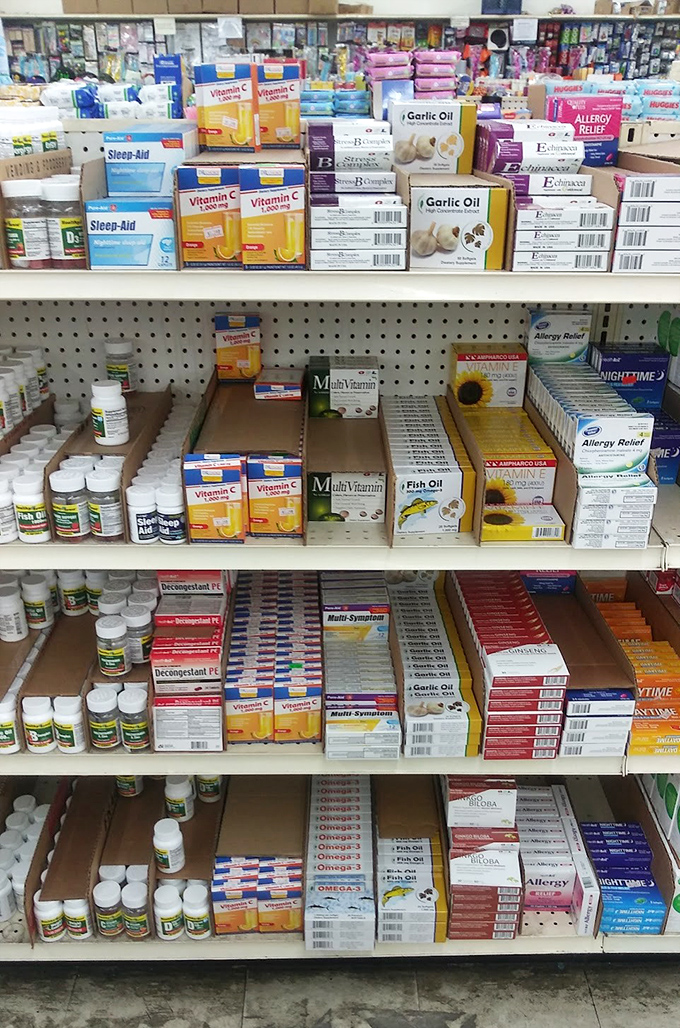 Vitamin alley: where health-conscious bargain hunters can stock up on everything from Vitamin C to fish oil. Immunity on a budget!