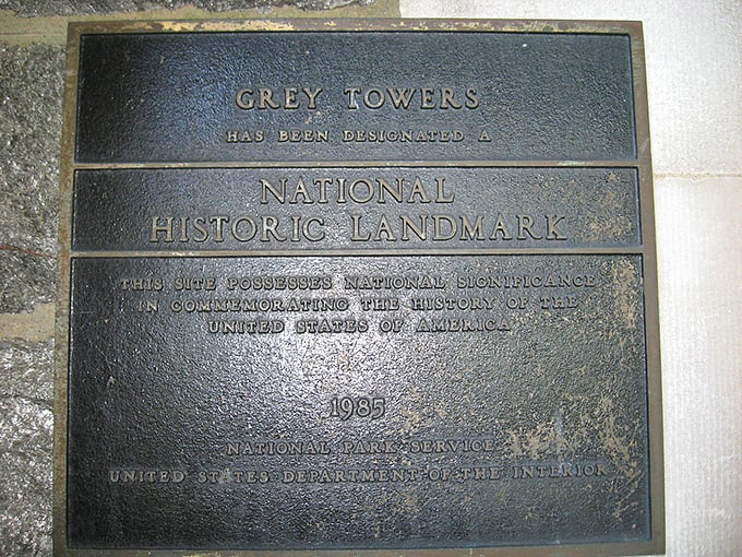It's official! This plaque confirms Grey Towers' National Historic Landmark status, awarded in 1985. History you can touch, right in Pennsylvania's backyard.