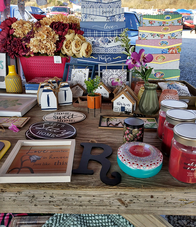 Rustic meets whimsy in this home d&eacute;cor wonderland. Those "Home Sweet Home" signs remind us that sometimes the perfect touch for your living room was waiting at a flea market.