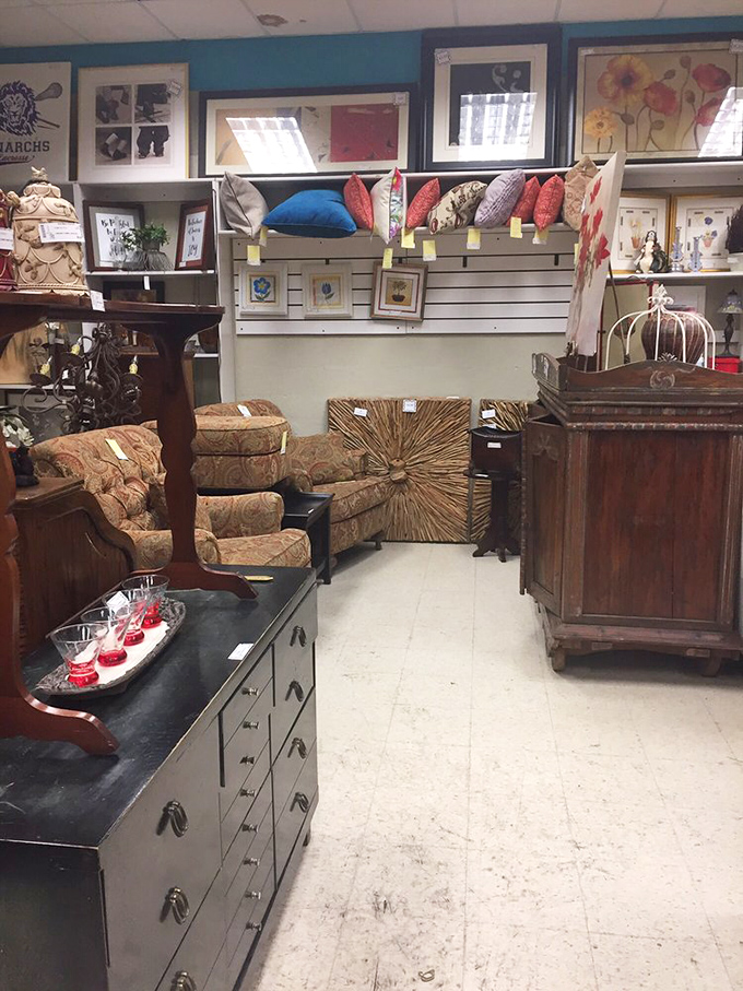 A perfectly staged vignette of comfort and style. This corner showcases the store's knack for creating little worlds within worlds&mdash;each shelf a new discovery.