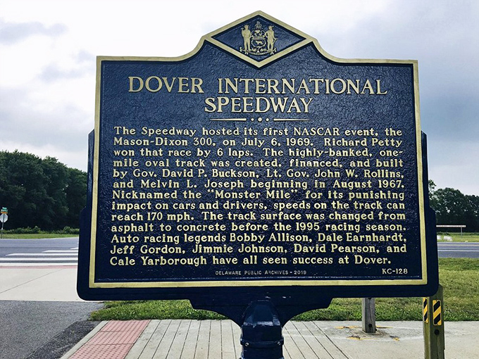 History set in stone: this marker tells the tale of Dover Speedway's origins and why they call it "The Monster Mile."