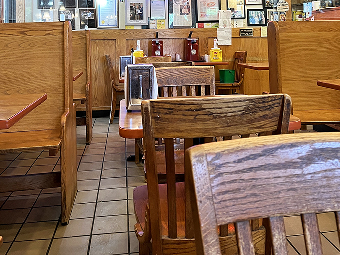 Old-school wooden booths and no-nonsense decor&mdash;because when the food is this good, fancy surroundings would just be a distraction.