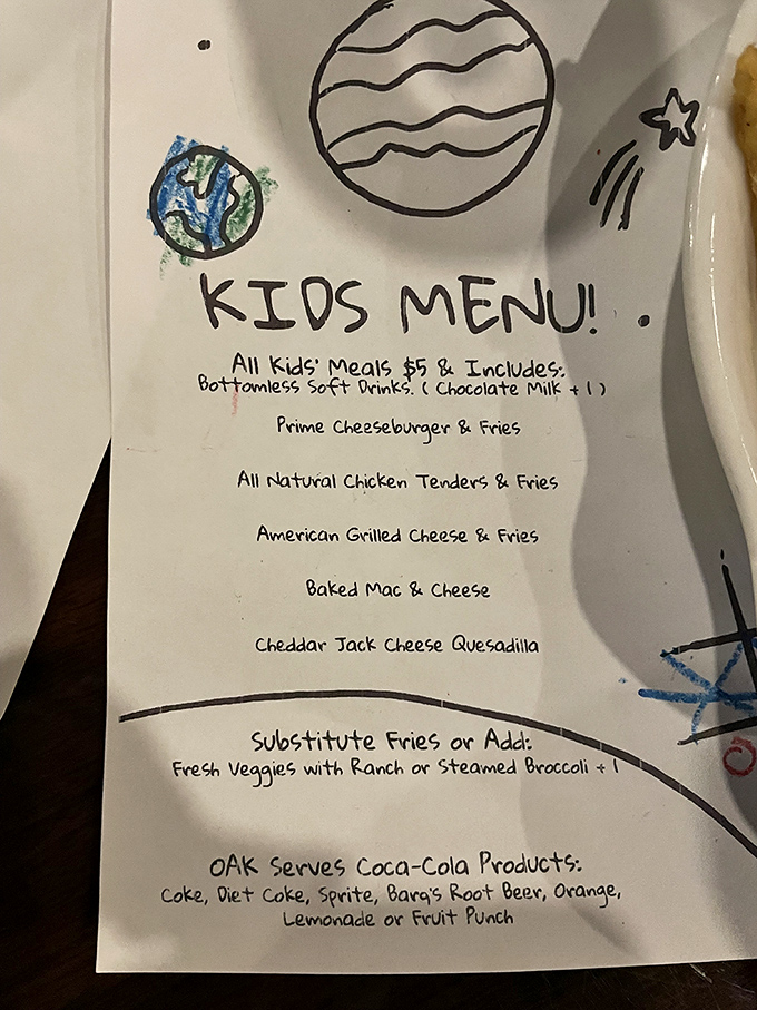 A kids' menu that respects young palates without dumbing down the experience&mdash;proving that "family-friendly" and "actually delicious" aren't mutually exclusive concepts.