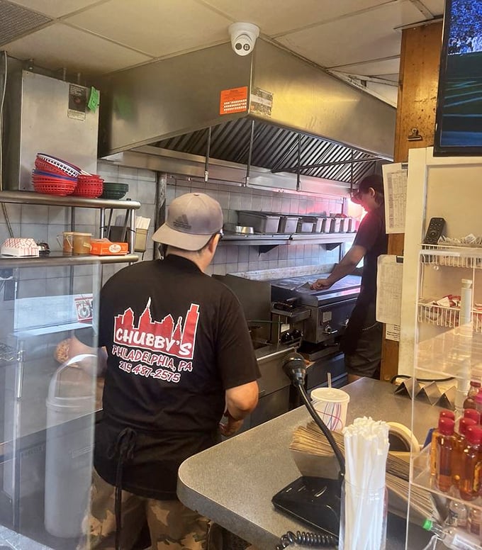 The kitchen&mdash;hallowed ground where the magic happens. Those hands have probably made more cheesesteaks than most of us have had hot meals.