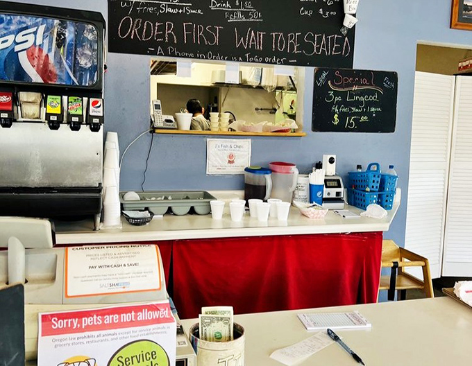 Where the magic happens. The kitchen window offers a tantalizing glimpse into the realm where ordinary fish becomes extraordinary.