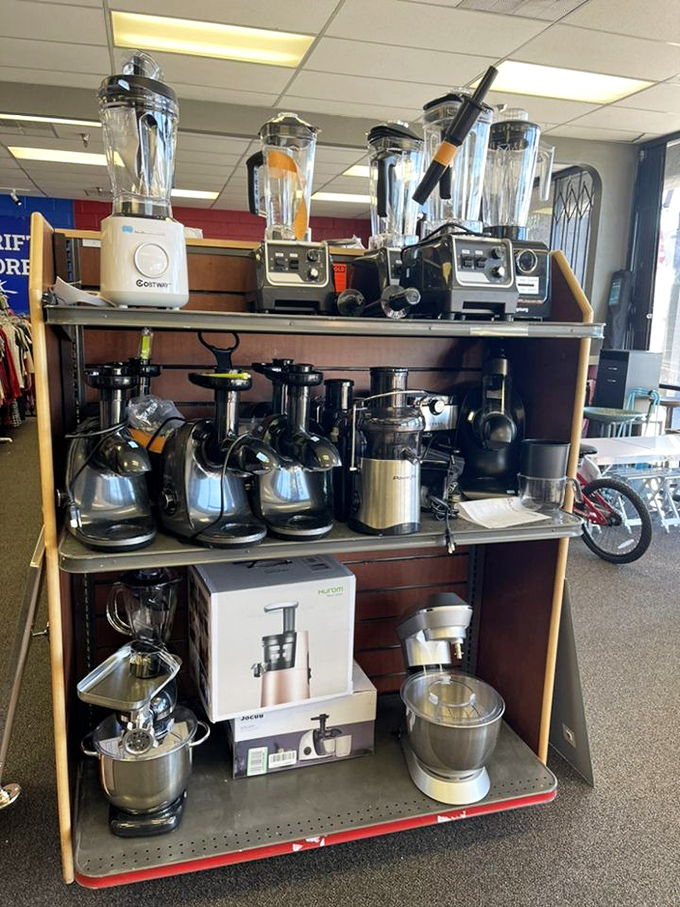 Kitchen appliance heaven! Enough blenders and mixers to equip a cooking show or satisfy your long-suppressed smoothie obsession.