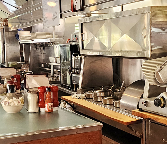 Behind every great meal is a kitchen that means business. This stainless steel command center has probably seen more action than most battlefield kitchens.