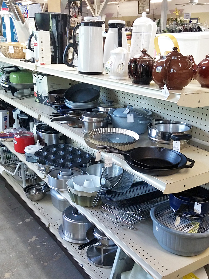 Cook's corner that would make Julia Child swoon. Cast iron, bakeware, and coffee pots galore&mdash;each item seasoned with history and priced for everyday budgets.