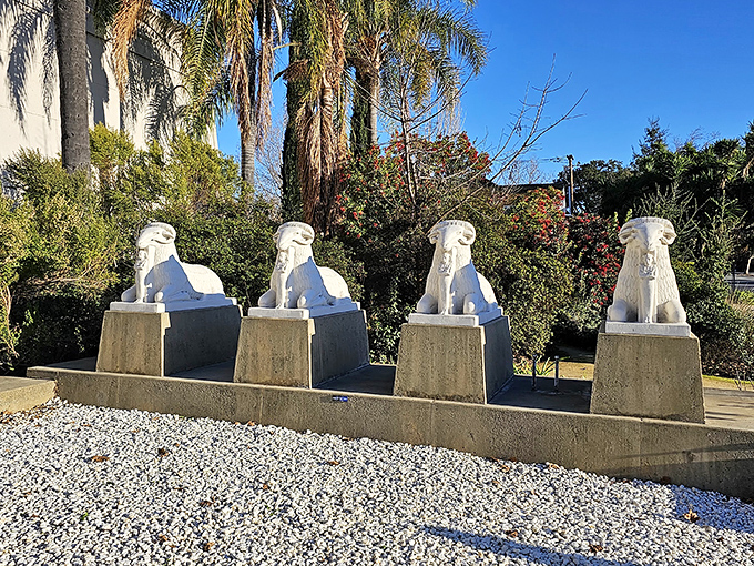 A row of ram-headed sphinxes stands at attention, like bouncers outside the hottest club in the afterlife. They've never taken a sick day.