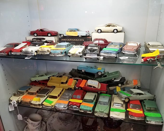Miniature cars with maximum nostalgic impact. Each tiny vehicle represents the dream cars of generations past—scaled down but not forgotten.
