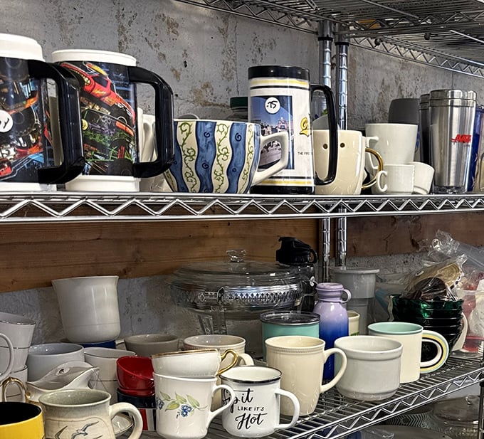 Mug collectors will feel right at home among these shelves of personality-filled vessels, each waiting for its coffee or tea destiny.