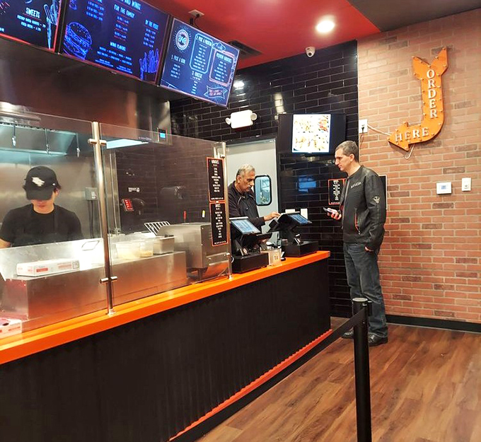The moment of truth: ordering at the counter. Notice the "ORDER HERE" sign&mdash;helpful for those of us distracted by burger possibilities. 