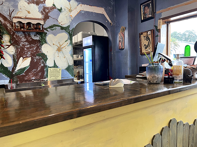 The counter's wooden surface has probably heard more "OMGs" about the food than a teenager's text messages. Those flower murals aren't just pretty&mdash;they're witnesses.