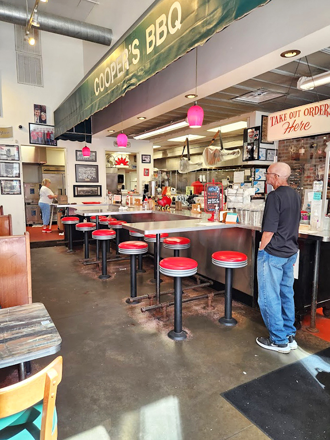 The counter where barbecue dreams come true. Those red stools have supported generations of happy diners waiting for their trays of Eastern Carolina gold.