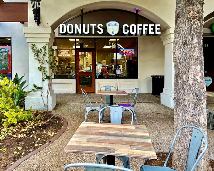 Al fresco donut consumption spot where life decisions are contemplated. "Should I have another?" (The answer is always yes.)
