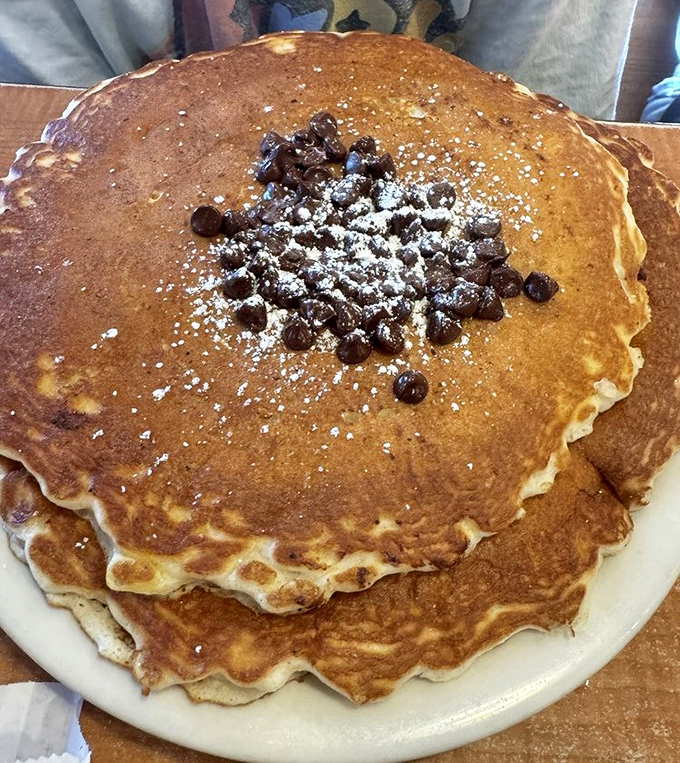A pancake so massive it deserves its own zip code. Those chocolate chips aren't toppings&mdash;they're residents of Pancake City.