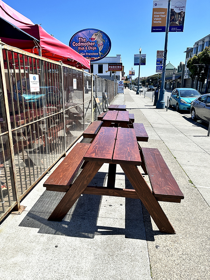 These picnic tables have witnessed more food-induced happiness than a thousand fancy restaurant booths ever could.