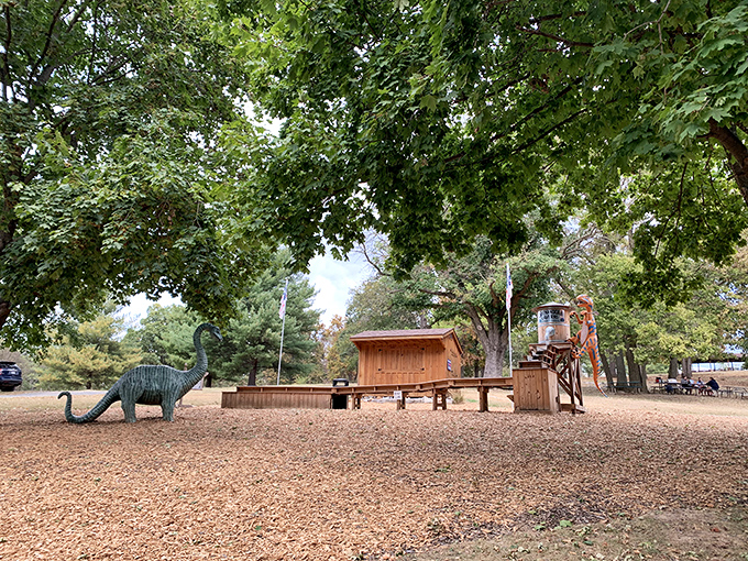 Even dinosaurs need playgrounds! The outdoor area offers a chance for kids to burn off energy before or after exploring the subterranean marvels.