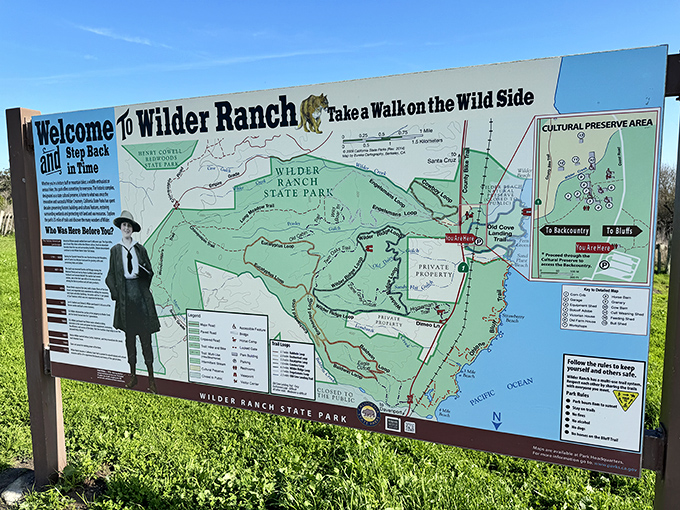 The park map&mdash;where "You Are Here" is always the best possible place you could be. Adventure menu, California-style.