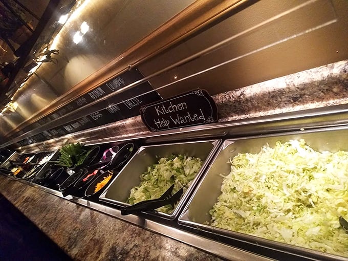 The salad bar&mdash;where "I'll just have a little salad" becomes Wisconsin's most charming lie, especially with that sign announcing "Help Wanted."