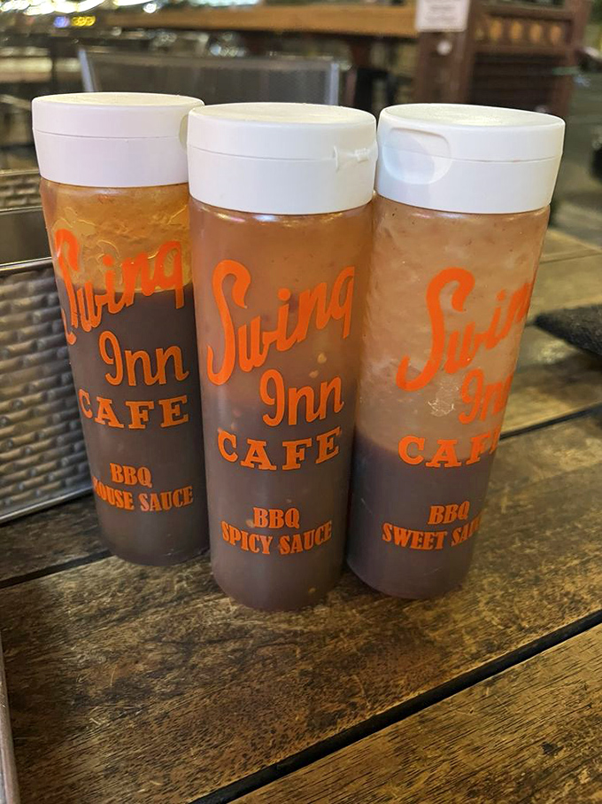 The holy trinity of BBQ sauces&mdash;house, spicy, and sweet&mdash;bottled and ready to transform whatever they touch into something magnificent.