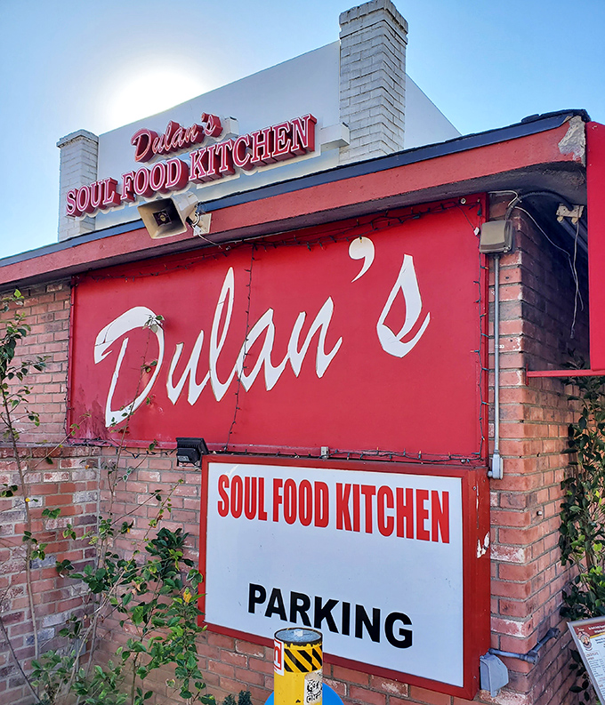 That red signage doesn't just mark a restaurant; it marks a culinary institution where flavor is the only religion.