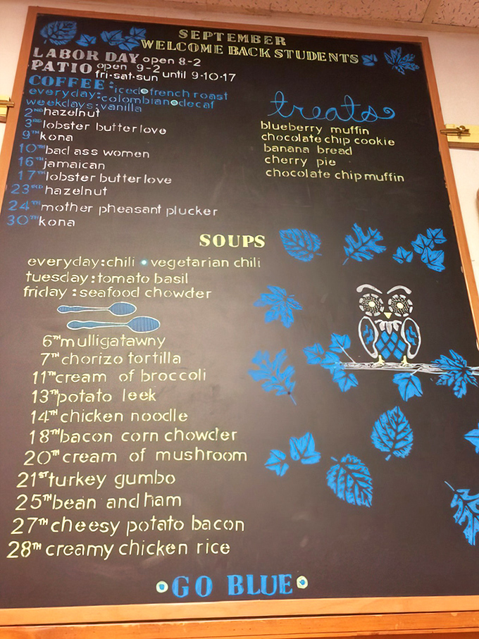 The specials board reveals the soul of a restaurant. "Lobster butter love" coffee? Someone's having fun in this kitchen.