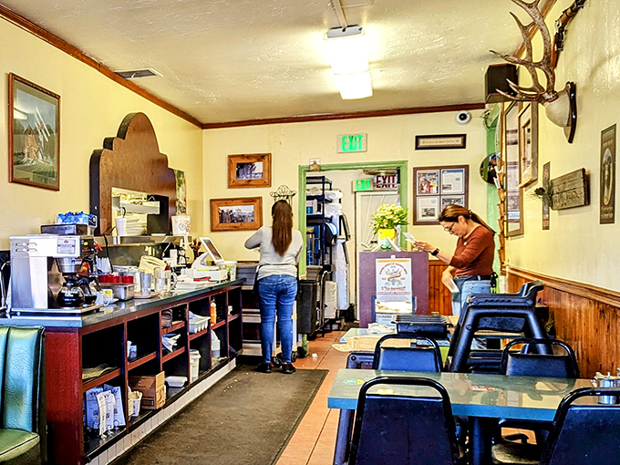 Where the magic happens&mdash;part kitchen, part stage. That deer mount has witnessed thousands of breakfast epiphanies.