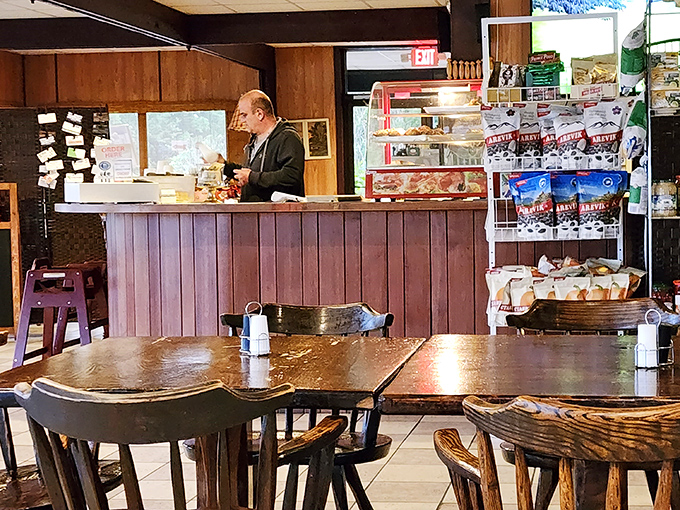 The counter area doubles as a small market, where Eastern European grocery treasures await those who want to extend the experience at home.
