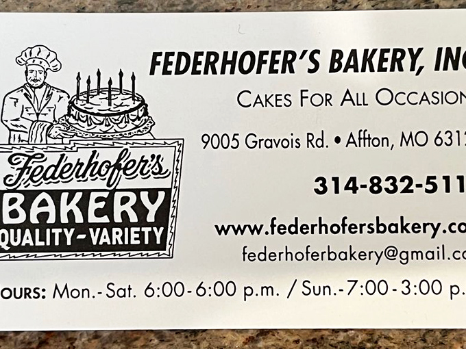 The business card that belongs in every St. Louisan's wallet &ndash; for cake emergencies are real and require immediate attention.