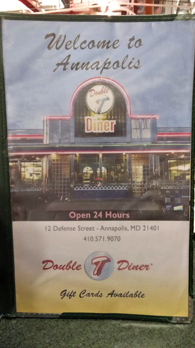 The welcome sign tells you everything you need to know: you've arrived in Annapolis, and more importantly, you've arrived at Double T Diner.