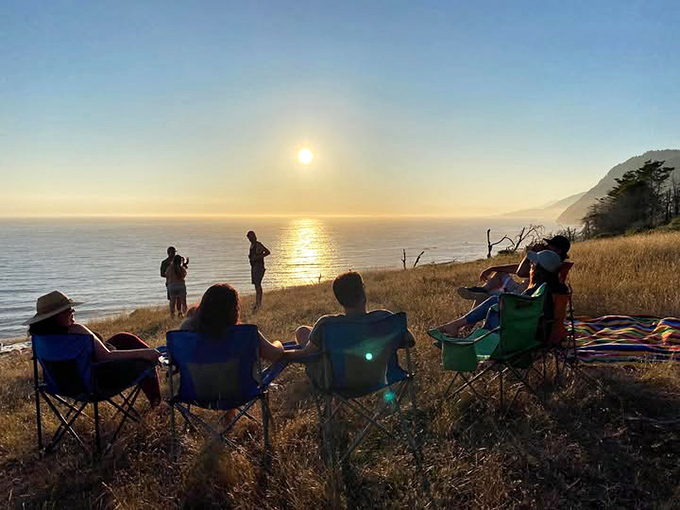 Sunset gatherings at Sinkyone&mdash;where "terrible reception" refers only to cell phones, never to the spectacular views nature provides daily.
