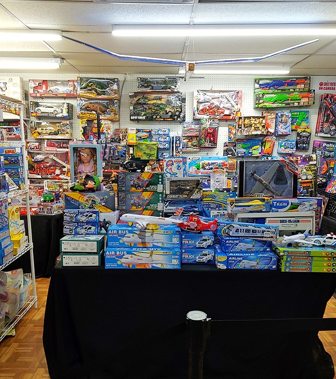 Toy paradise where nostalgia meets modern play. Find the action figures you loved as a kid alongside what your grandchildren are begging for now.