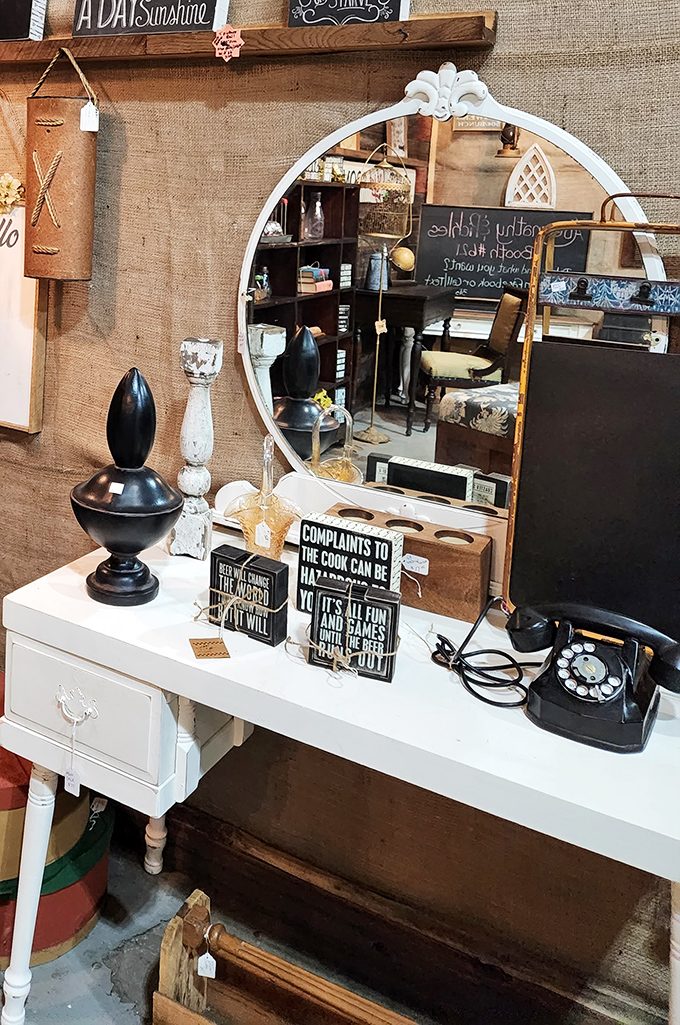 An elegant vanity table where generations once prepared for their days, now offering timeless beauty again.