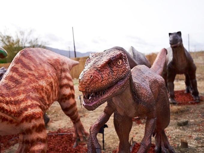 These raptors look ready for their close-up, showcasing the impressive detail work that brings these ancient predators to life.